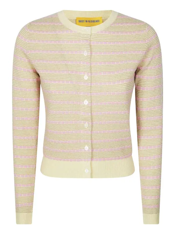 Guest In Residence Pebble Stripe Jane Cashmere Cardigan - Beige