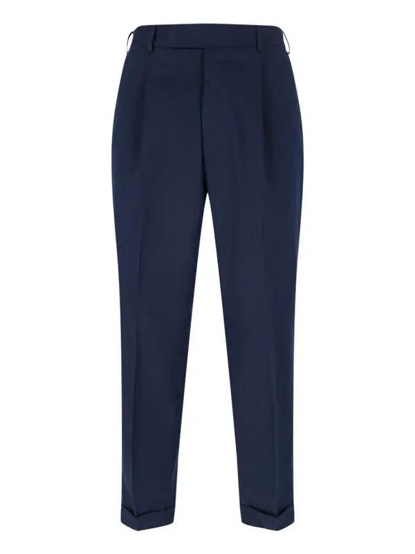PT TORINO Tailored Cotton-silk Trousers With Refined Texture - Blue