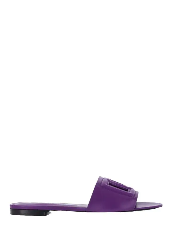 Dolce & Gabbana Leather Slide Sandals - Violet