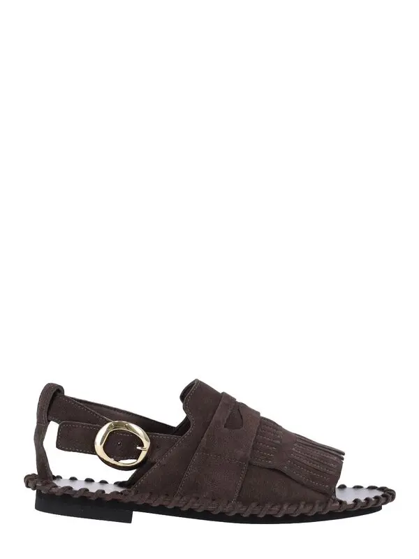 ALEXANDER HOTTO Flat Sandals With Buckle Detailing - Brown