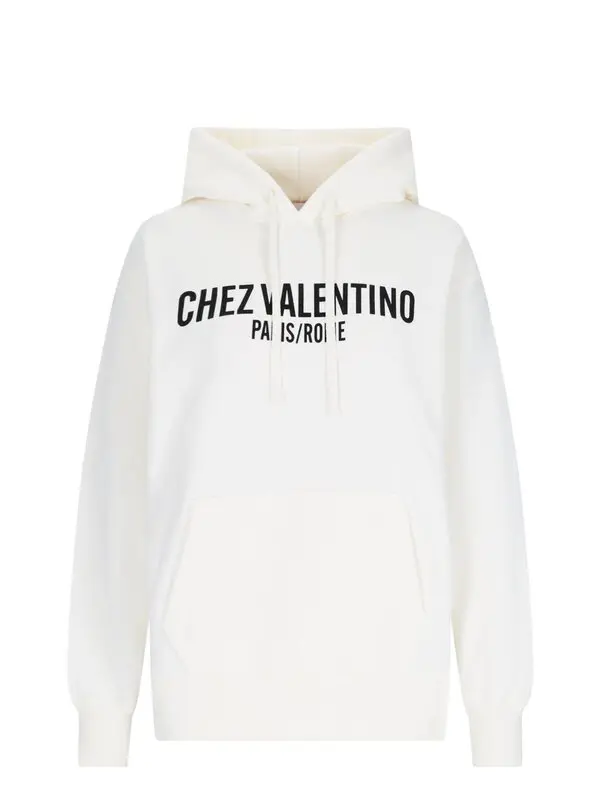 Valentino Garavani Chez " Paris/rome Hoodie - White