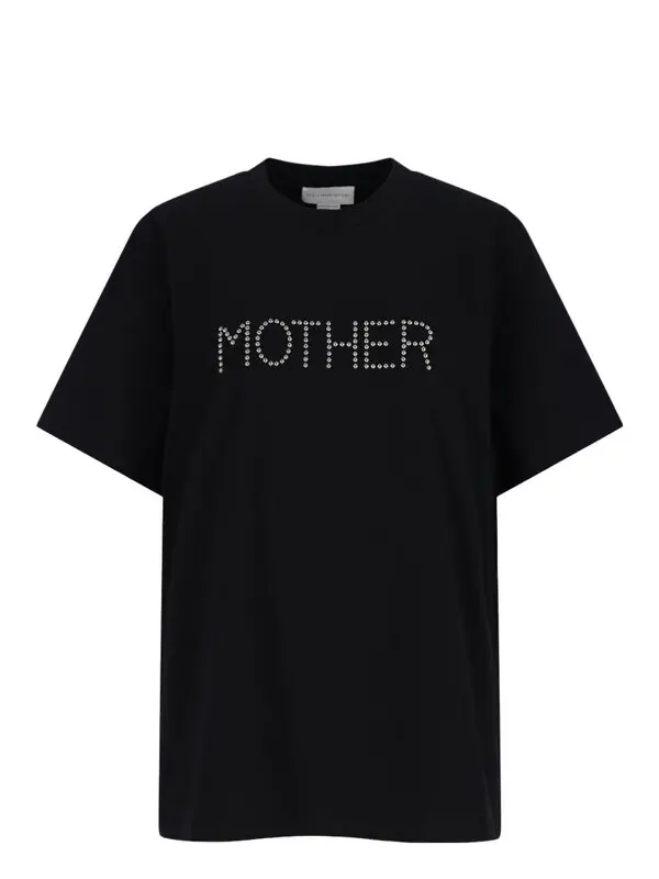 Stella McCartney Cotton T-shirt With Embellished Logo - Black