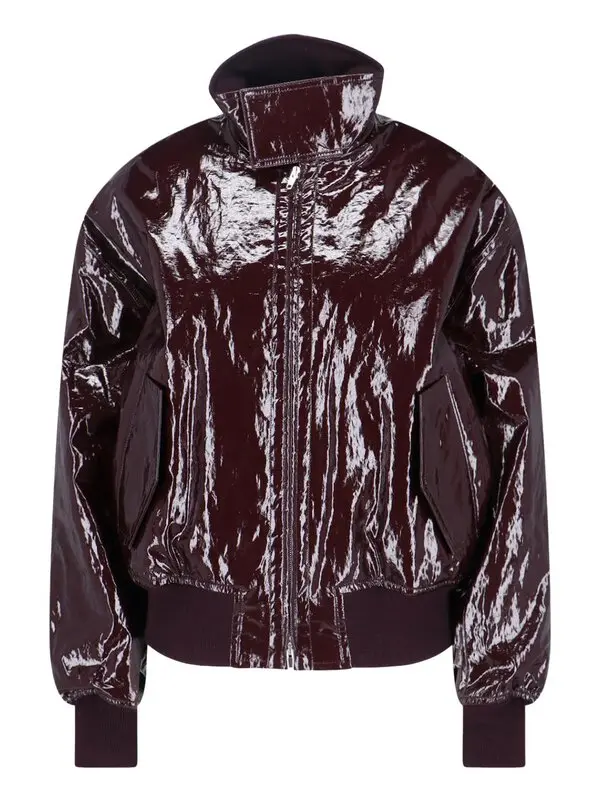 Phoebe Philo Patent Zip-up Bomber Jacket - Rosso