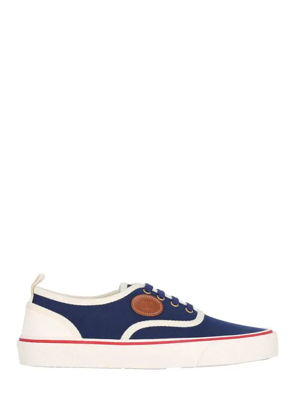 Valentino Garavani Lace-up Leather & Cotton Sneakers - Blue