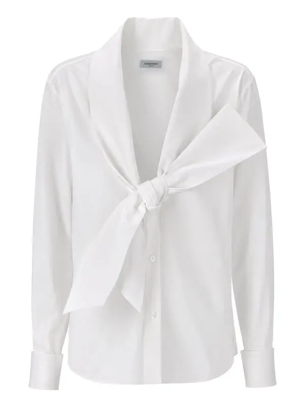 Saint Laurent Lavallière Collar Poplin Shirt - White