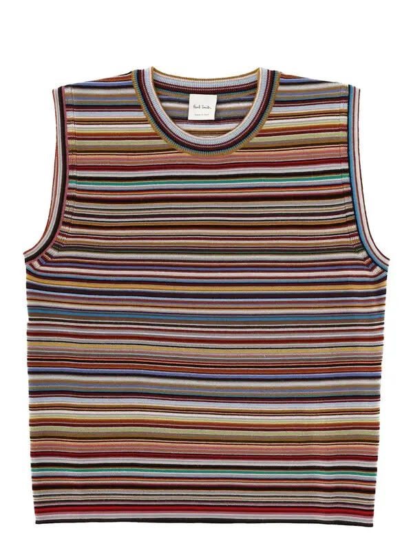 Paul Smith Sleeveless Knit Top With Signature Stripe - Multicolour