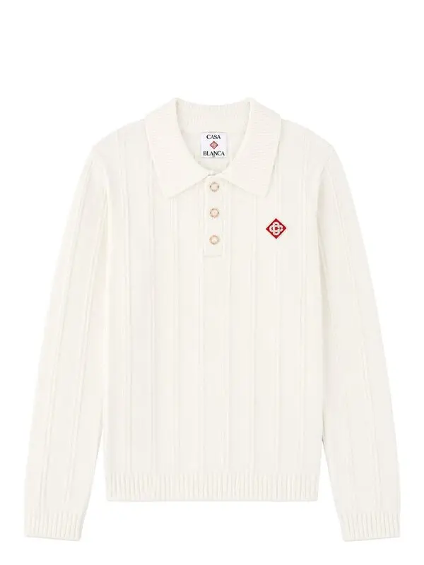 Casablanca Polo A Manica Lunga In Boucl - White