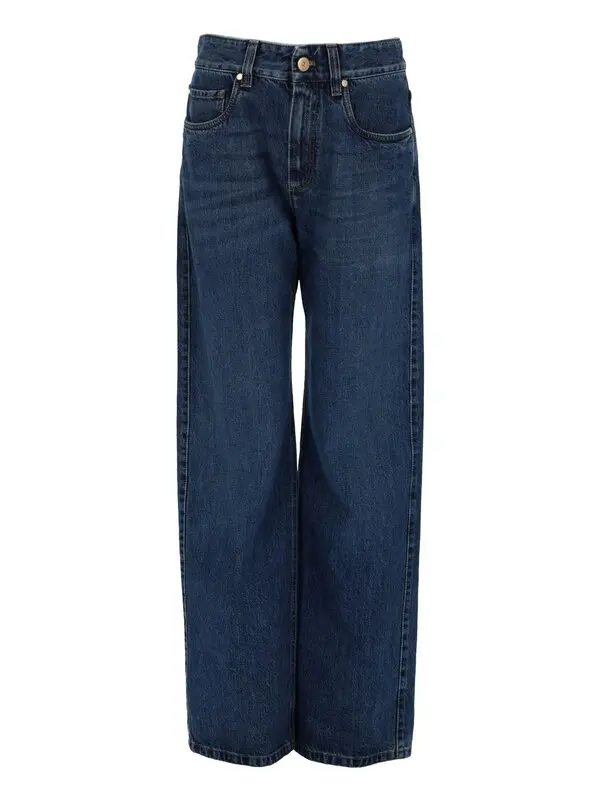 Brunello Cucinelli Contemporary Loose" Authentic Denim Jeans With Monile - Blue