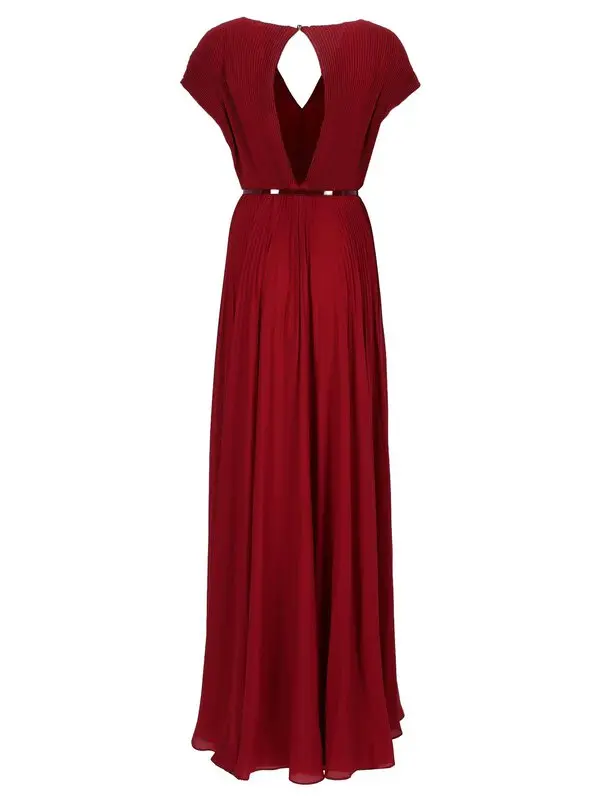Max Mara Pleated Maxi Dress - Red