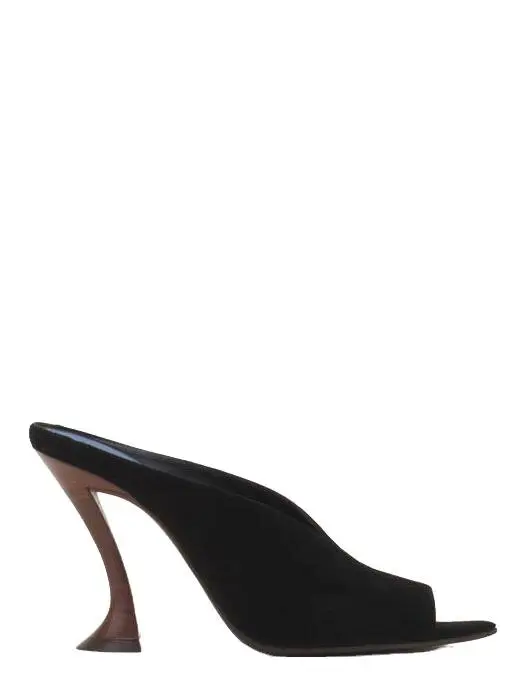 LANVIN Suede Midnight Step Mule With Pointed Open Toe - Black