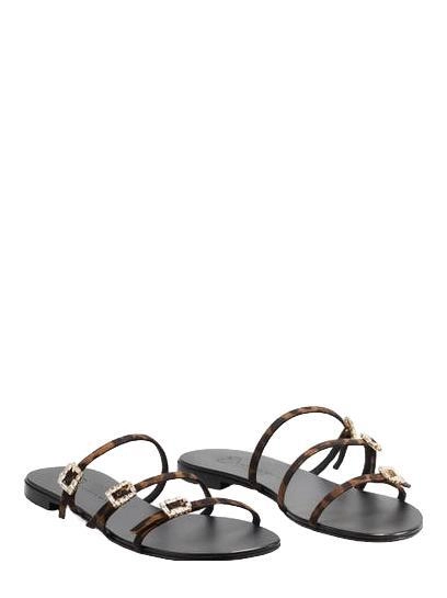 TEMPERLEY LONDON X Giuseppe Zanotti Eclipse Leather Flat Sandals - Leopard