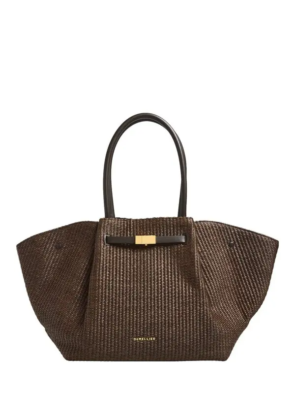 DEMELLIER The New York East/west Raffia Tote - Espresso