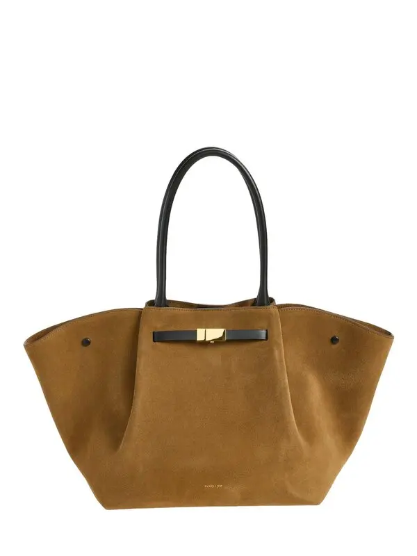 DEMELLIER The New York East/west Raffia Tote - Tobacco/black