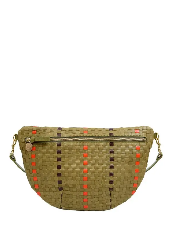 Clare V. Grande Fanny Woven Leather Belt Bag - Olive