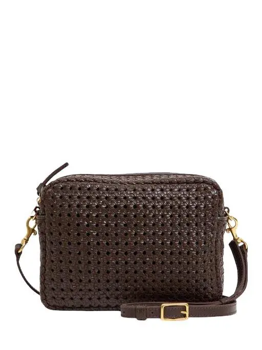 Clare V. Midi Sac Woven Leather Crossbody Bag - Chocolate