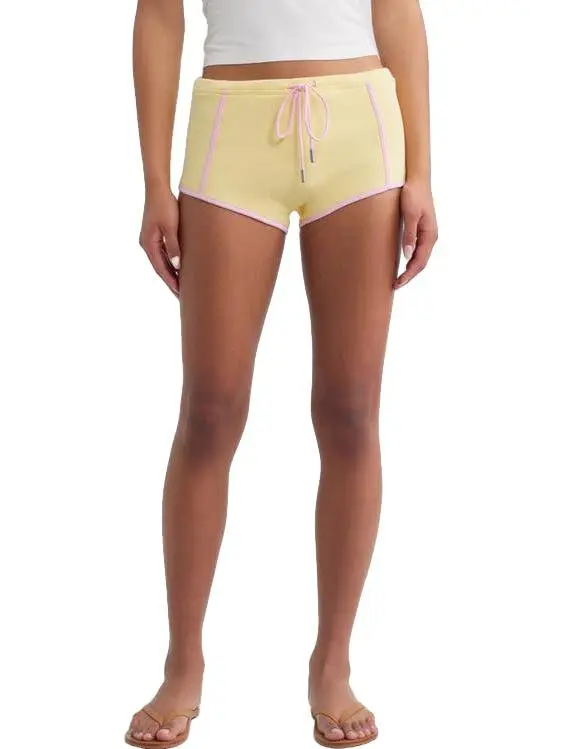KULANI KINIS Micro Track Shorts With Contrast Piping - Custard Cloud