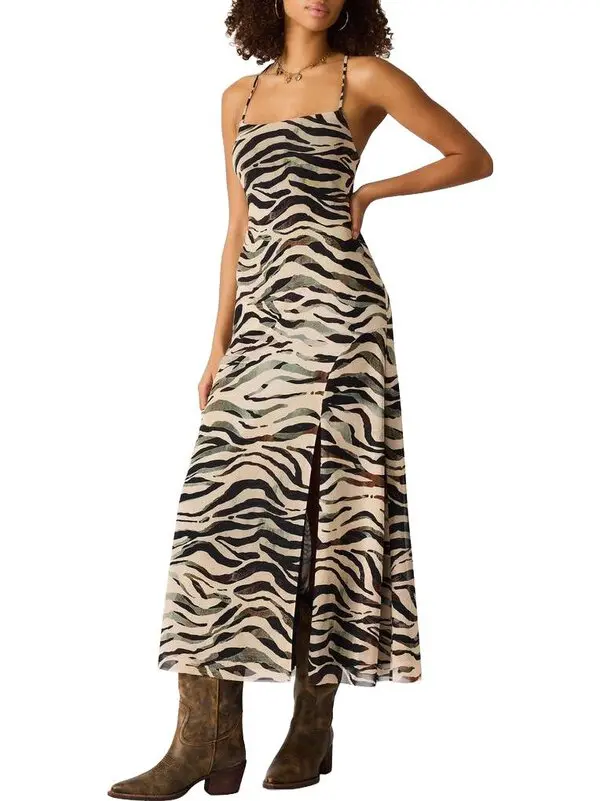 Steve Madden Adella Strappy Zebra Print Maxi Dress - Caramel Zebra