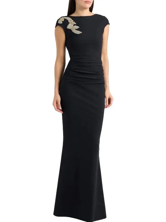 Chiara Boni La Petite Robe Embellished Ruched Gown - Black