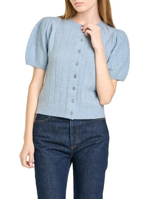 WAYF Bridget Puff Sleeve Cardigan - Slate