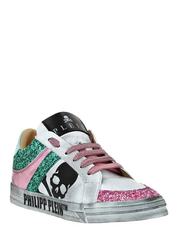 Philipp Plein Low-top Sneakers With Skull Embellishment - Turquoise