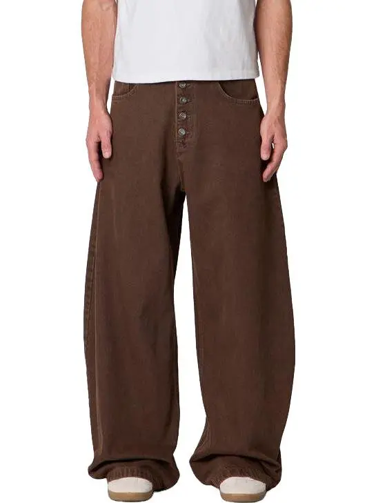 Mnml Exposed Shank Relaxed Barrel Leg Jeans - Brown