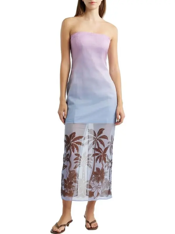 Line & Dot Dune Ombré Midi Dress - Blue Multi