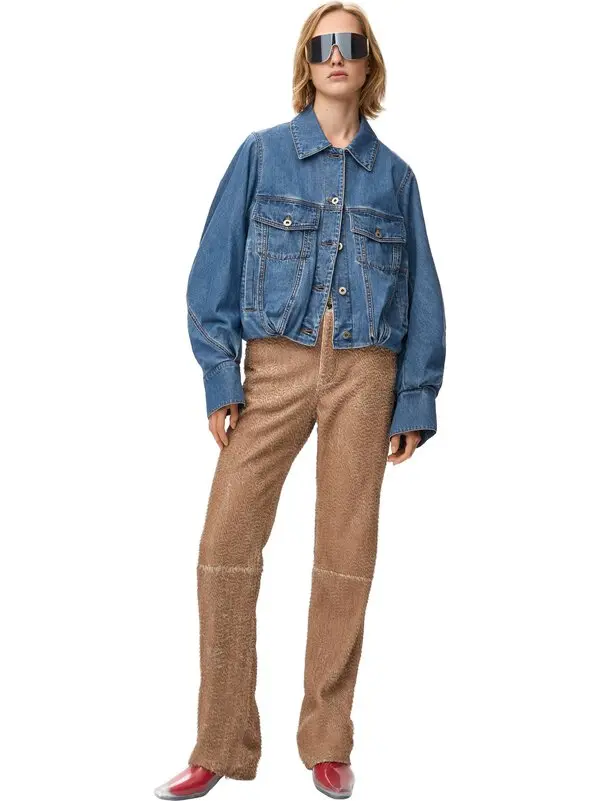 Loewe Nappa Lambskin Trousers With Feather-inspired Fringes - Beige