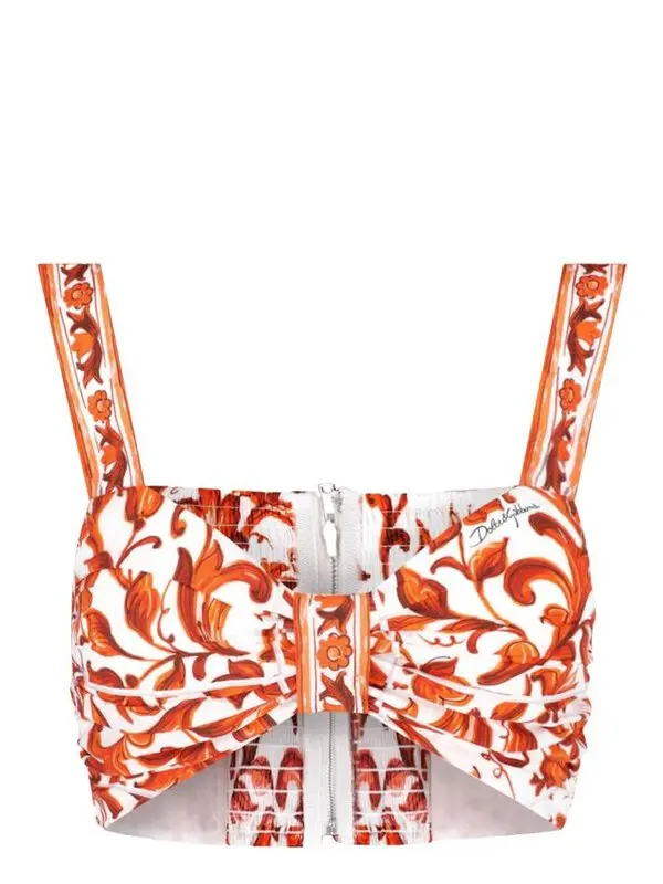 Dolce & Gabbana Majolica" Printed Cropped Top - Multi
