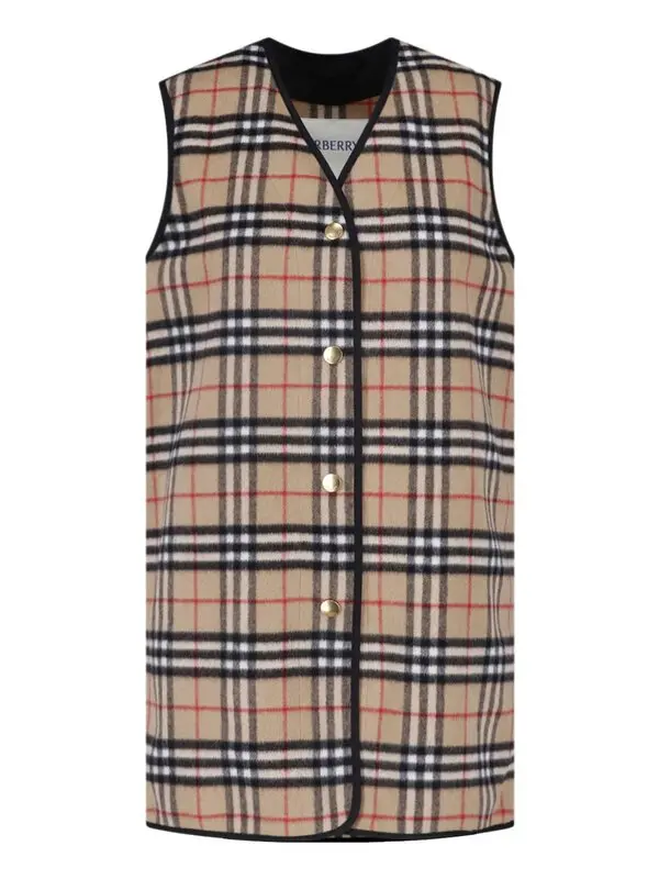 Burberry Wool And Cashmere Padding "check - Beige