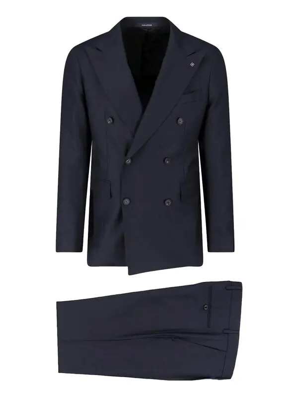 Tagliatore Double-breasted Suit In Virgin Wool - Black