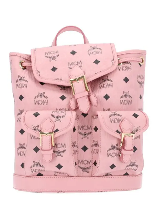 Mcm Aren Backpack In Visetos Monogram - Pink
