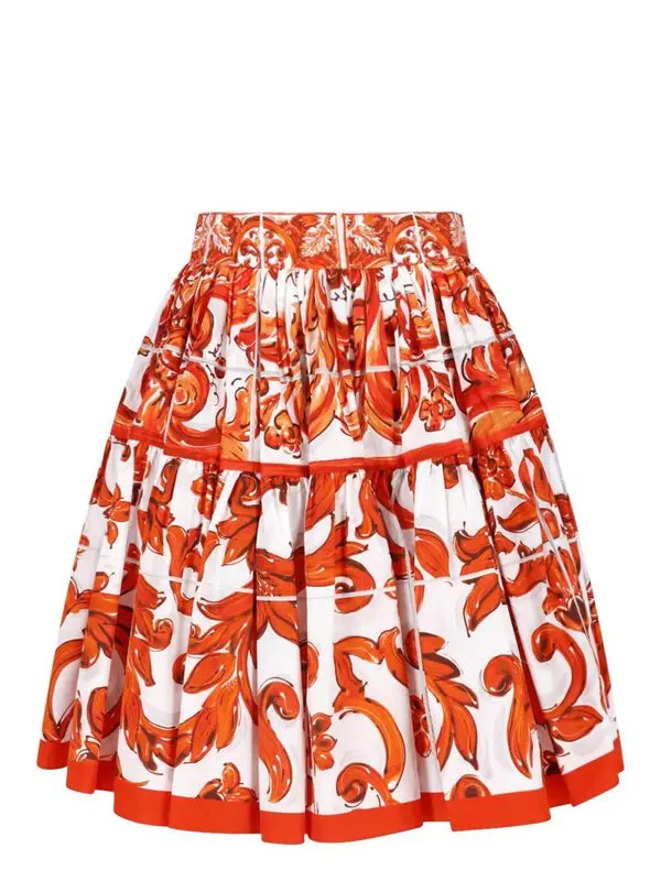 Dolce & Gabbana Majolica Print Cotton Poplin Mini Skirt - Multi