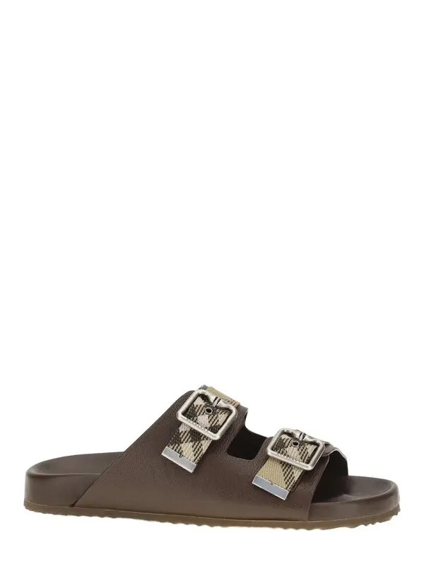 Burberry Urchin Sandals With Jacquard Check Detail - Brown
