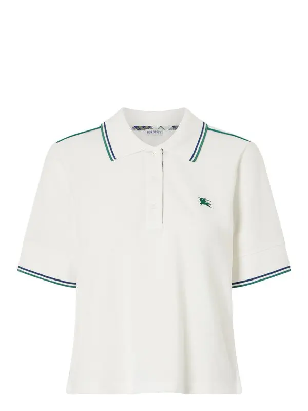 Burberry Logo-embroidered Cotton-blend Piqué Polo Shirt - White