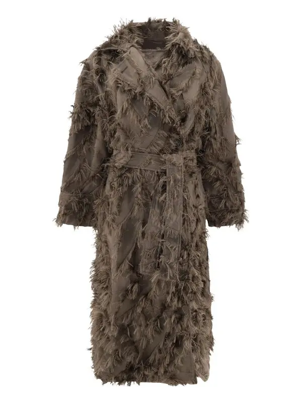 Brunello Cucinelli Long Sleeve Belted Coat - Brown