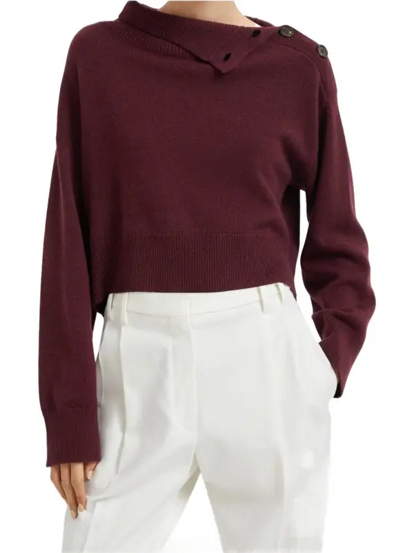 Brunello Cucinelli Cashmere Sweater With Button Detail - Amaranth