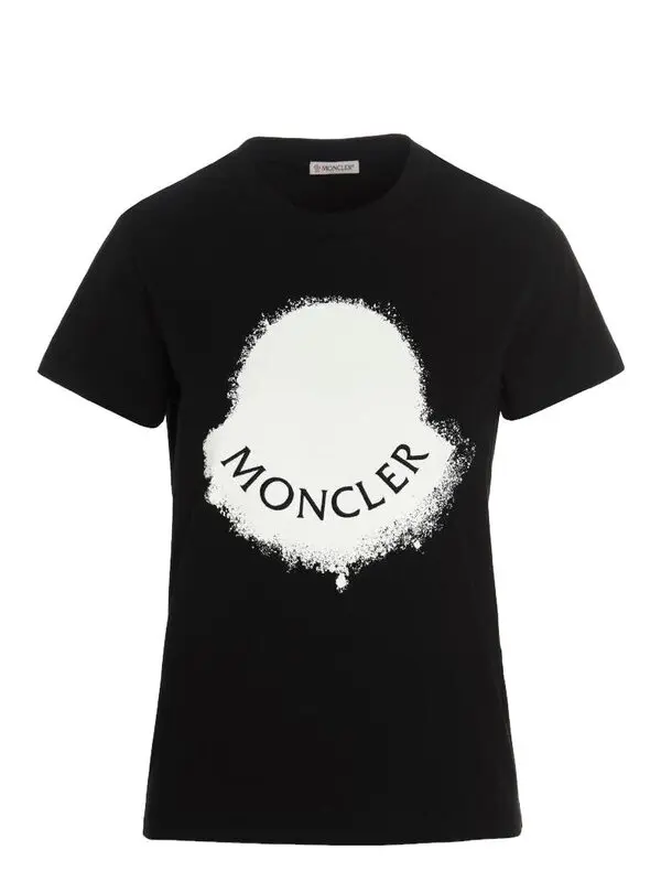 Moncler Logo Print Cotton T-shirt - Black