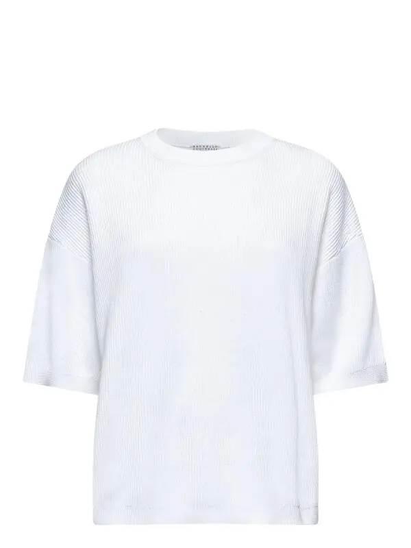 Brunello Cucinelli Short-sleeved Knitted Top - White