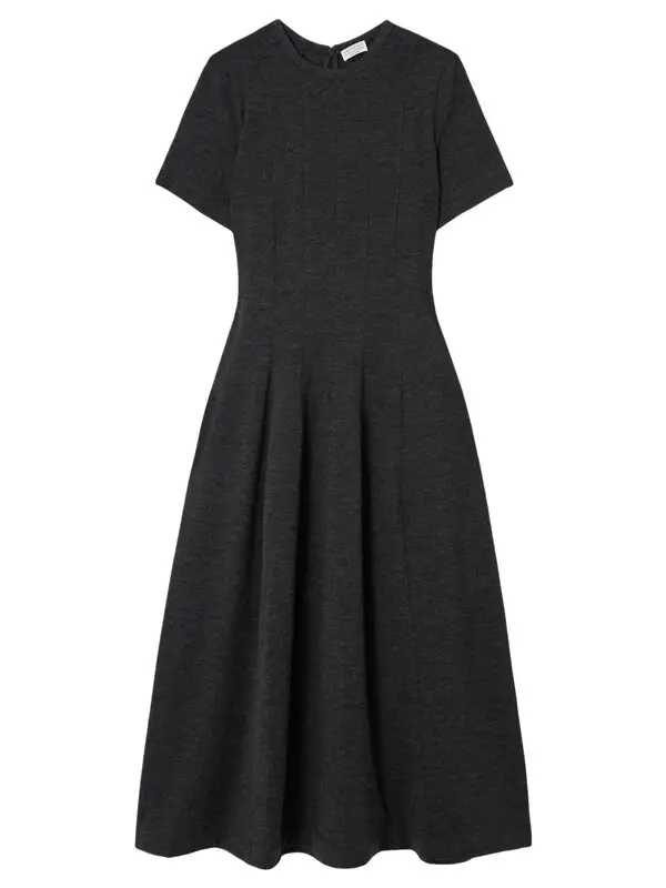 Brunello Cucinelli Short Sleeve Midi Dress - Grey