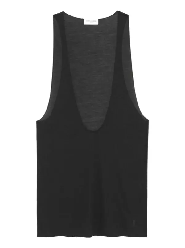 Saint Laurent Cassandre Sleeveless Tank Top - Black