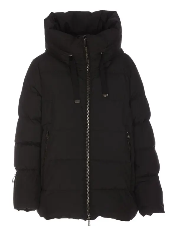 MOORER Padded Drawstring Hooded Jacket - Black