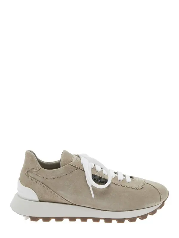 Brunello Cucinelli Round Toe Lace-up Trainers - Beige