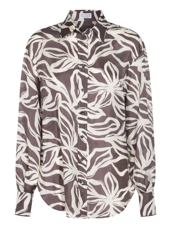 Brunello Cucinelli Printed Long-sleeve Shirt - To