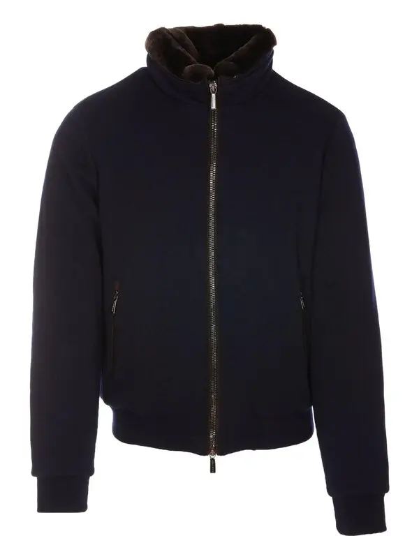MOORER Bellati-mrw Zip-up Padded Jacket With Removable Fur Collar - Blue