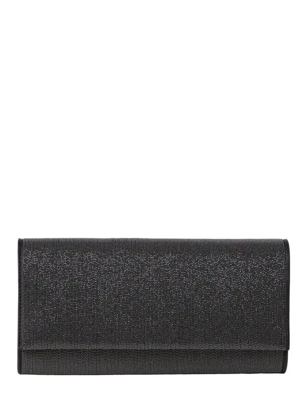 Brunello Cucinelli Precious Monili Foldover Top Clutch Bag - Black