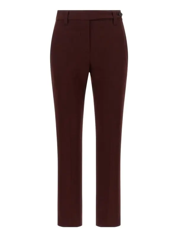 Brunello Cucinelli Button-fastening Stretch-cotton Trousers - Brown