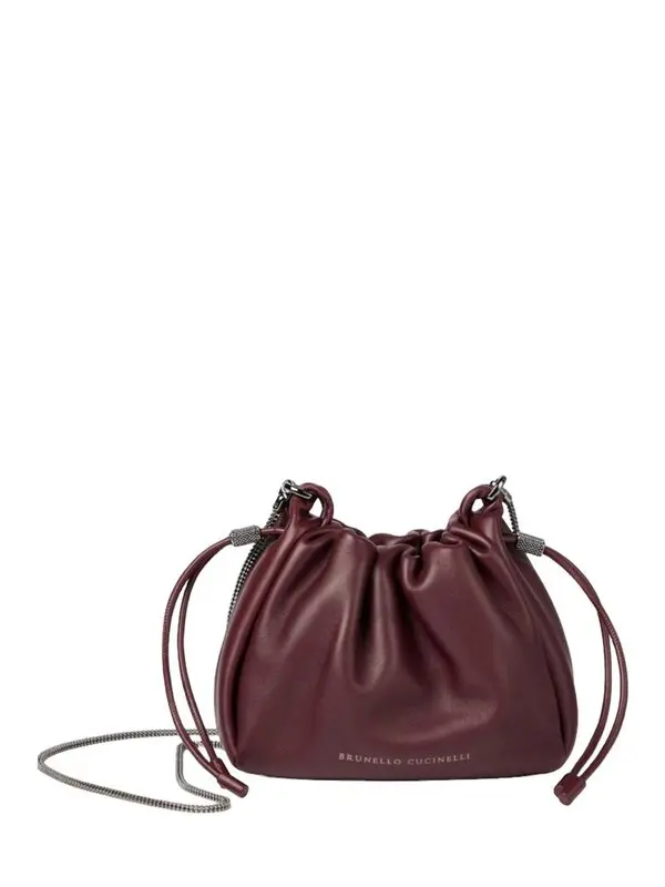 Brunello Cucinelli Mellow Drawstring Small Bucket Bag - Red