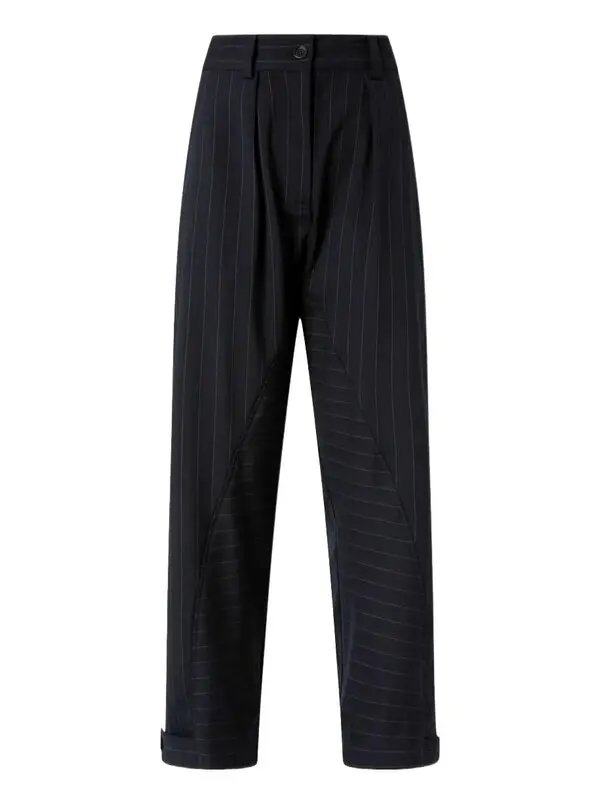 Pinko Pinstriped Balloon Trousers With Adjustable Cuffs - Black
