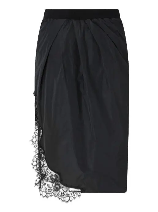 Pinko Lace-trim Gathered Skirt - Black