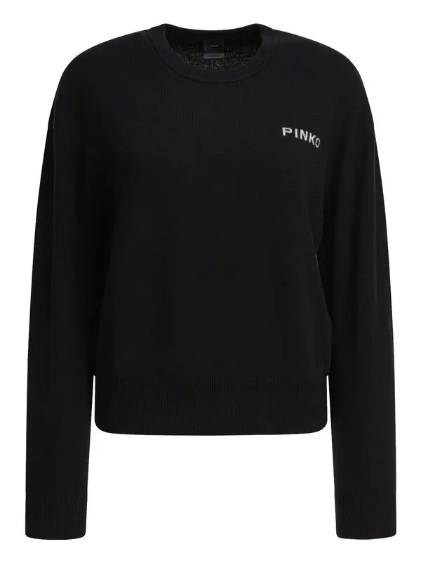 Pinko Martinica Logo Intarsia Jumper - Black